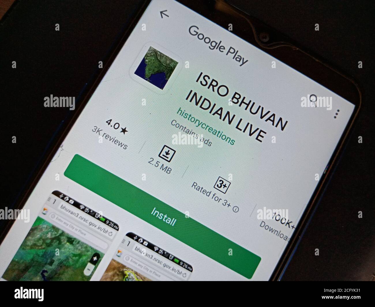 DISTRICT KATNI, INDIA - MAY 04, 2020: ISRO Bhuvan indian live android ...