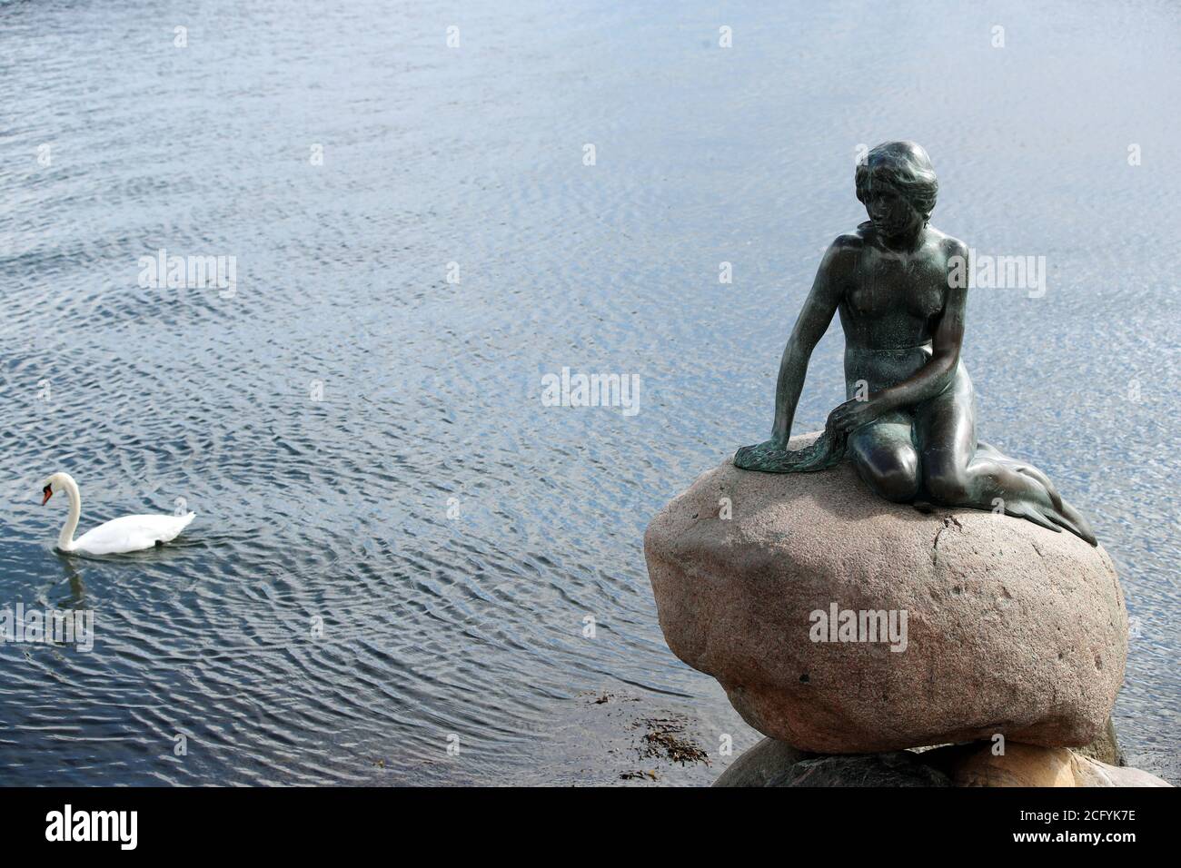 A general view of The Little Mermaid bronze statue by Edvard Eriksen, Copenhagen, Denmark Stock ...