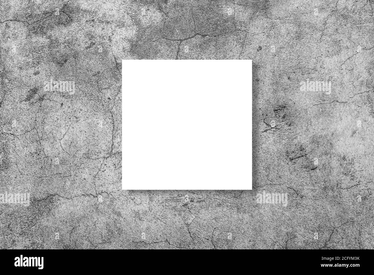 Empty white horizontal rectangle poster mockup on a concrete wall Stock ...