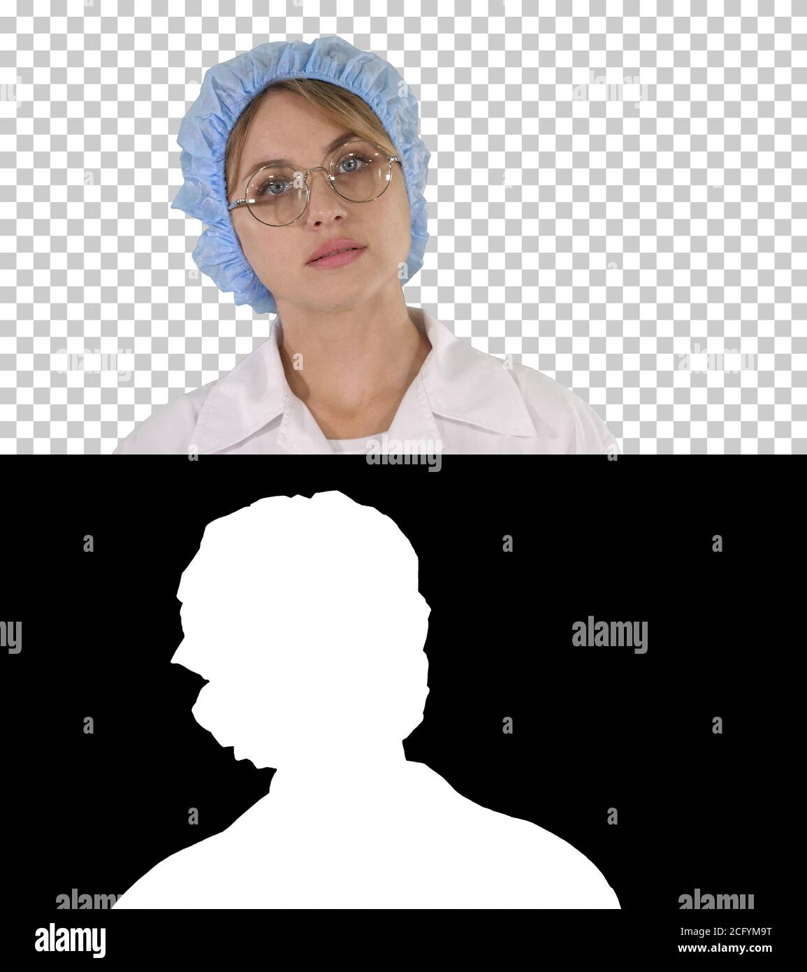 Medical doctor woman going, Alpha Channel Stock Photo - Alamy