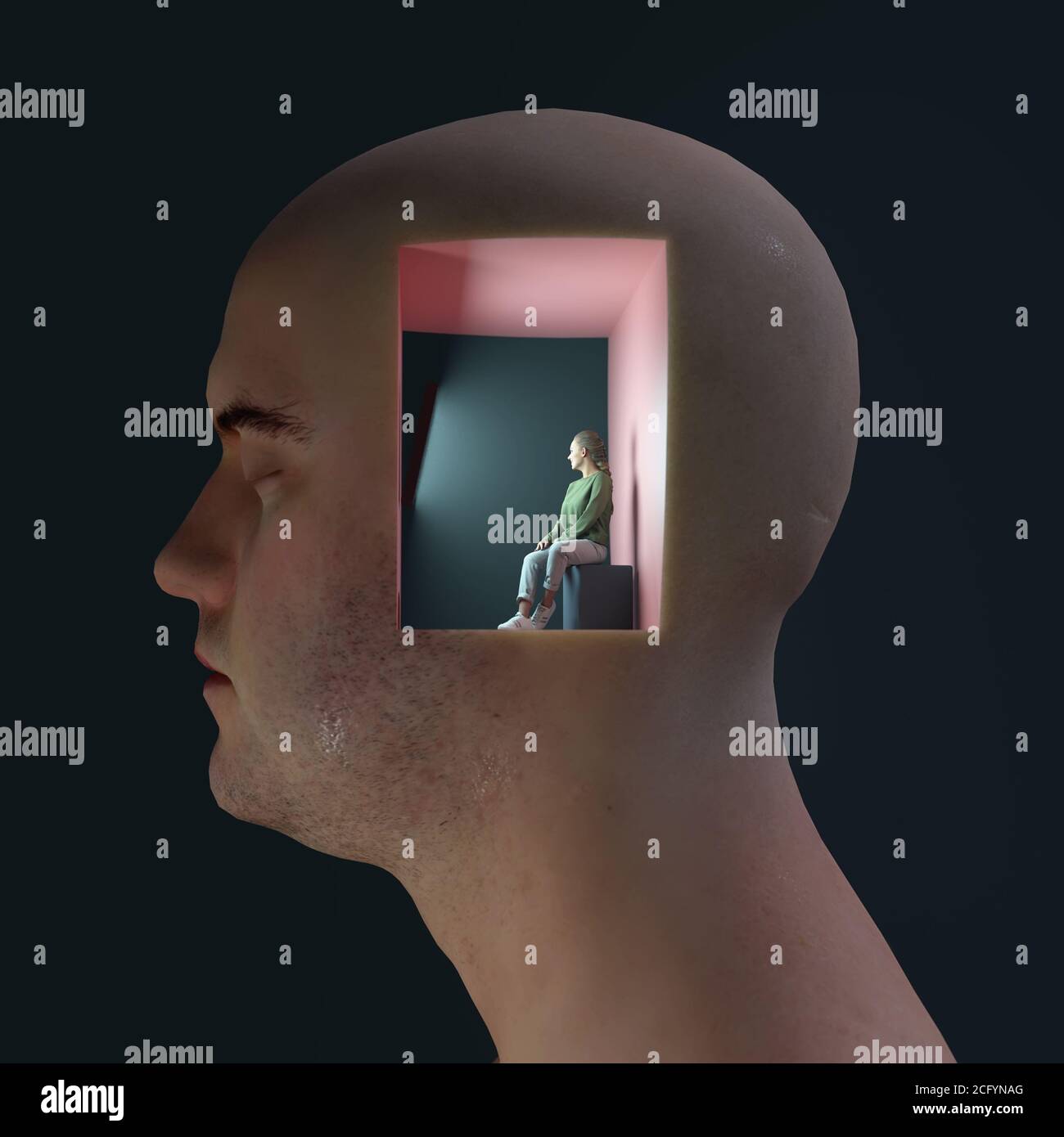 Human head profile thoughts artificial intelligence hi-res stock ...