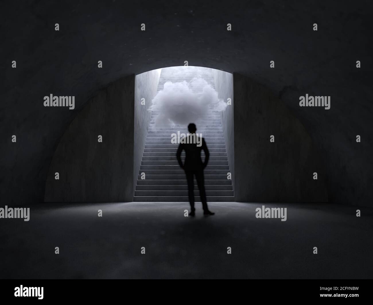 man coming out of the dark tunnel Stock Photo - Alamy