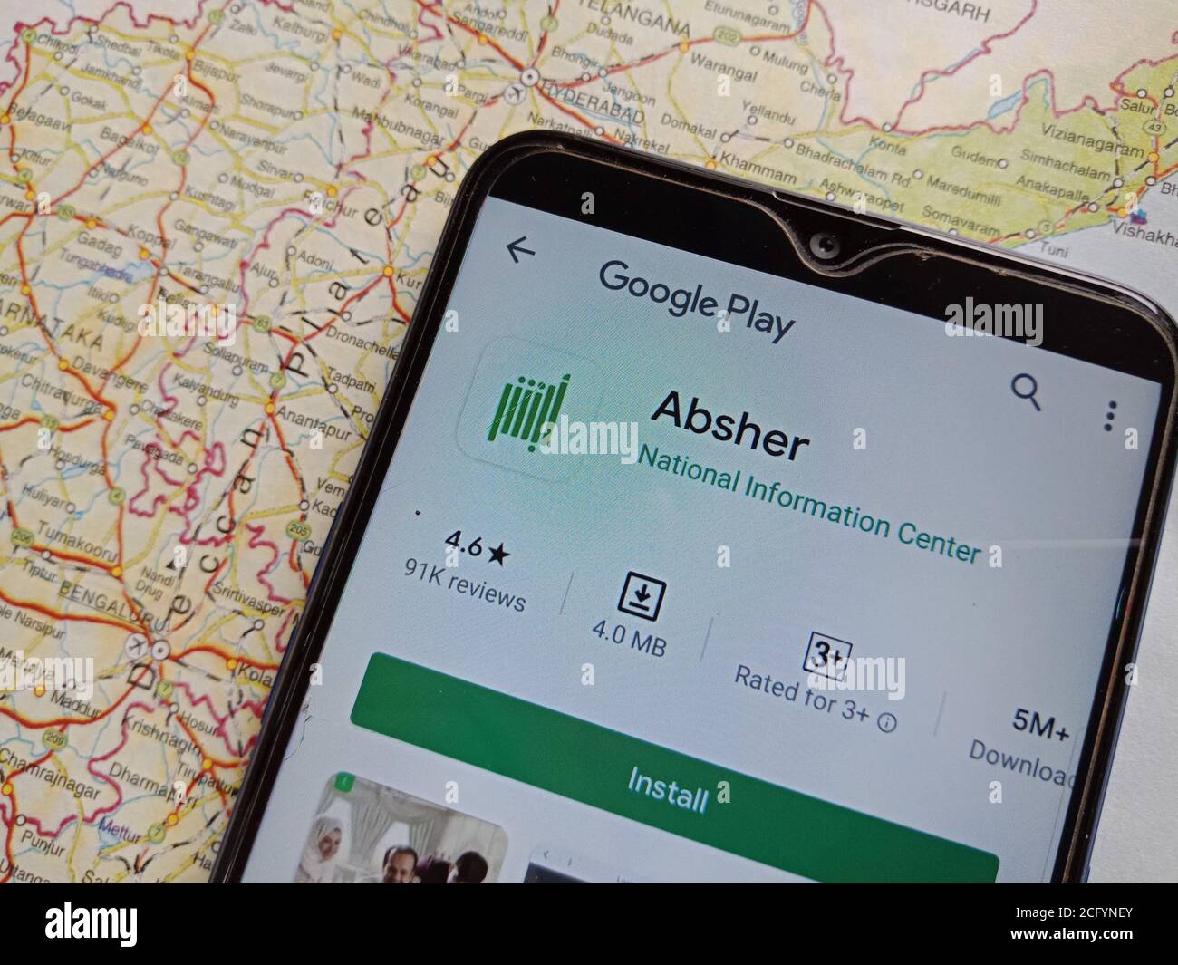 DISTRICT KATNI, INDIA - MAY 04, 2020: Absher application software ...