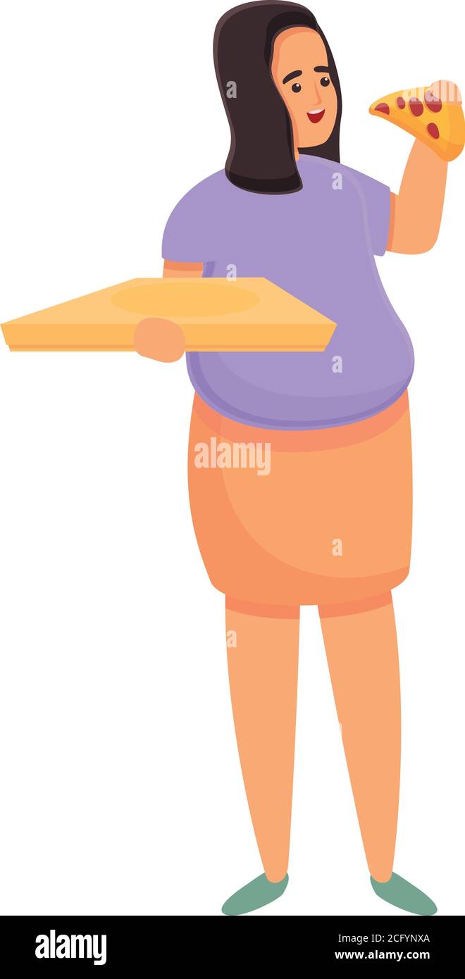 Gluttony pizza icon. Cartoon of gluttony pizza vector icon for web ...