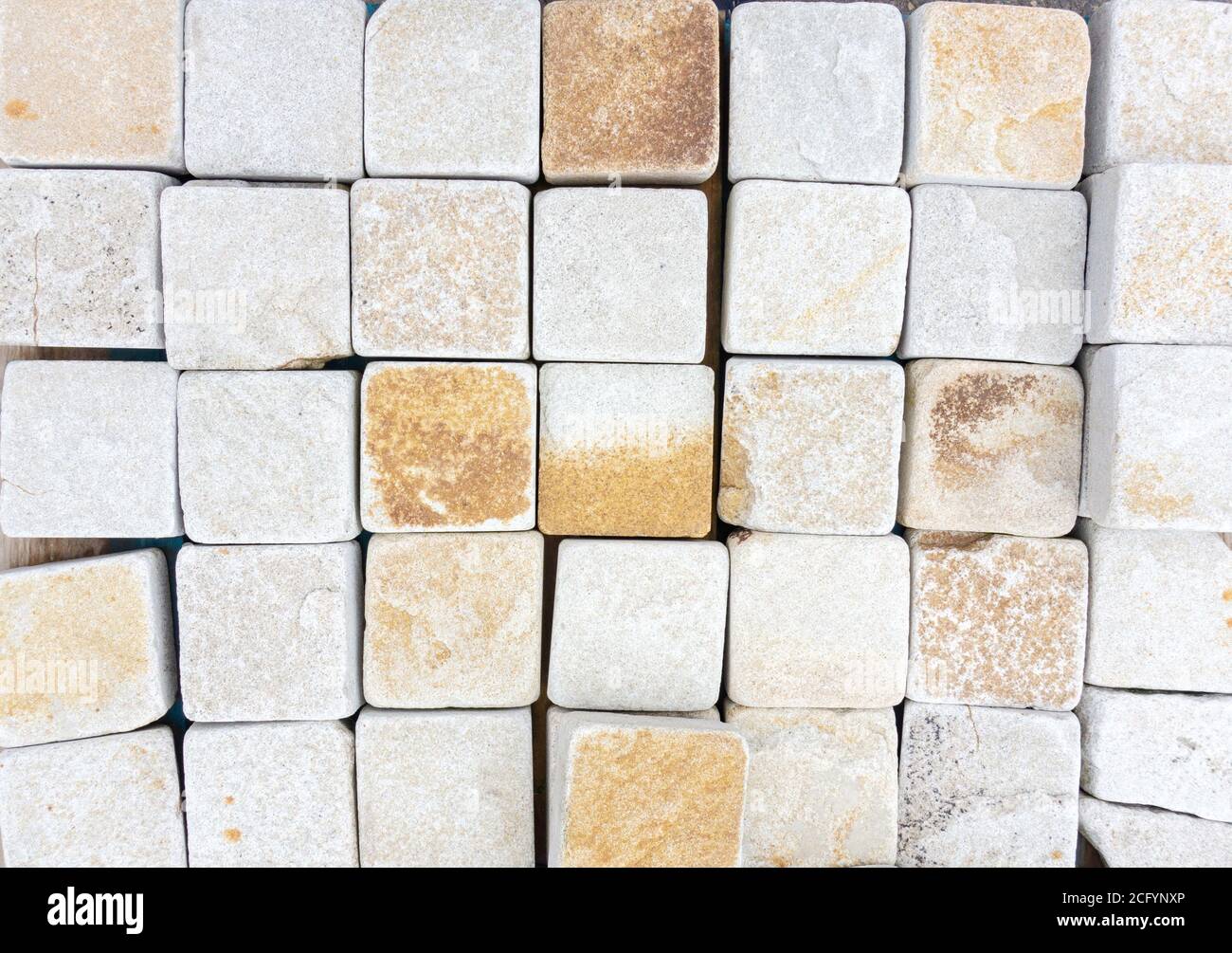 White background from natural stone paving stones. Texture with white ...