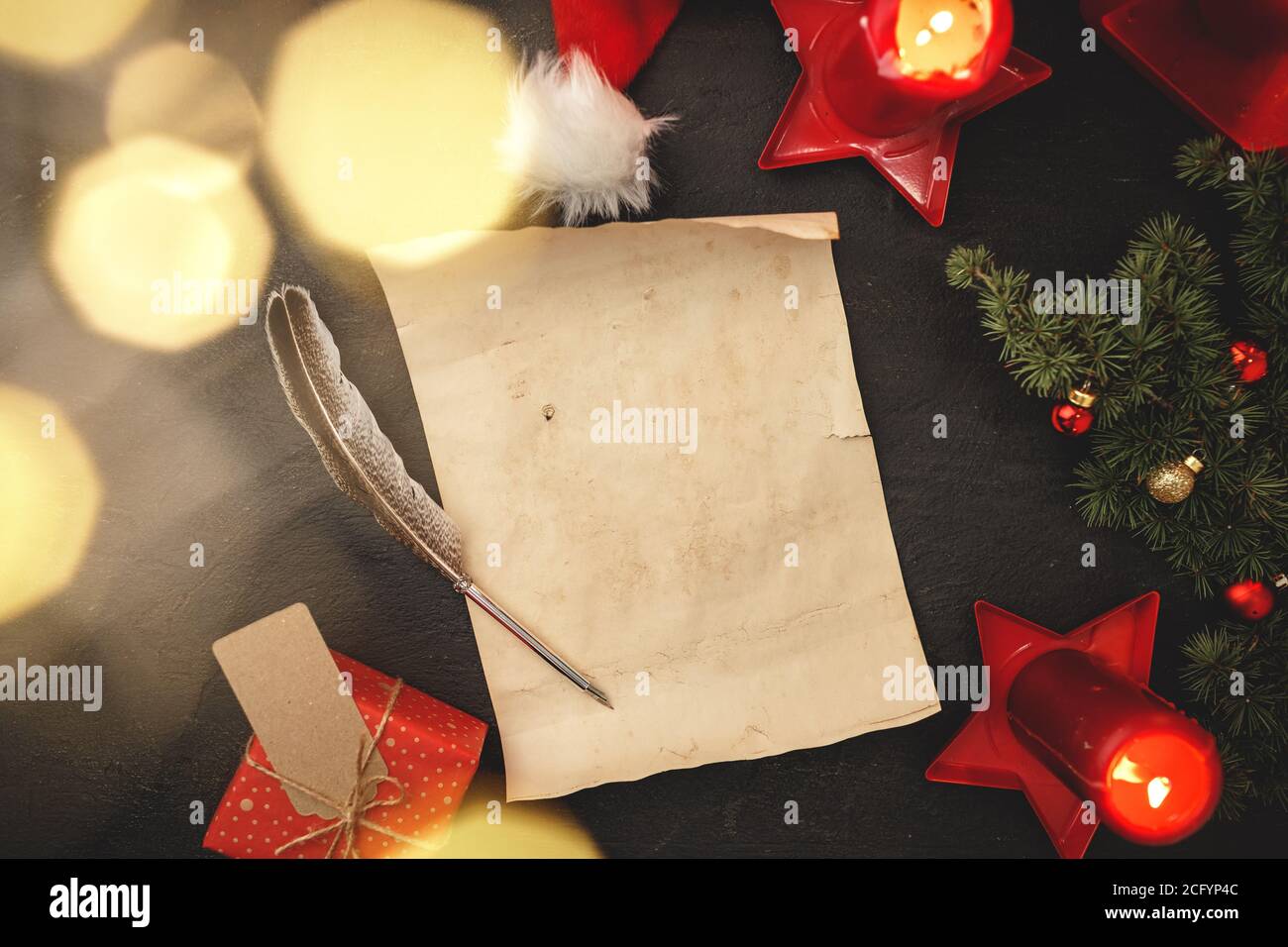 Writing a letter to Santa composiiton in vintage style Stock Photo - Alamy