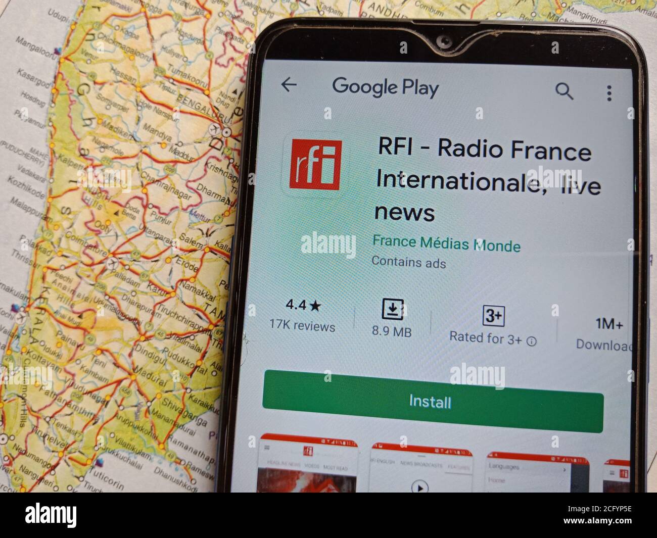 DISTRICT KATNI, INDIA - MAY 04, 2020: RPI Radio france Internationale ...