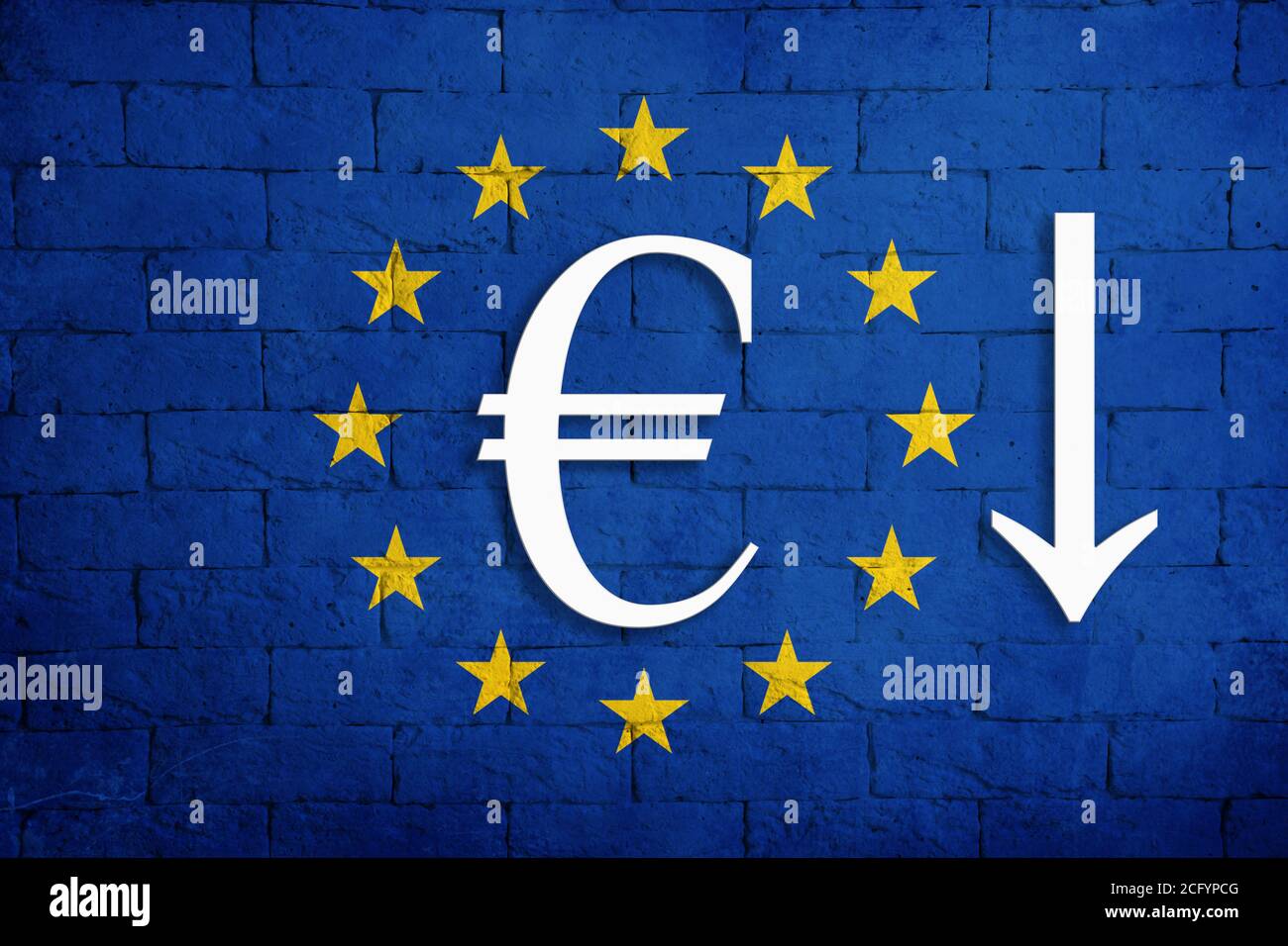symbolic depreciation of the national currency Euro against of the ...
