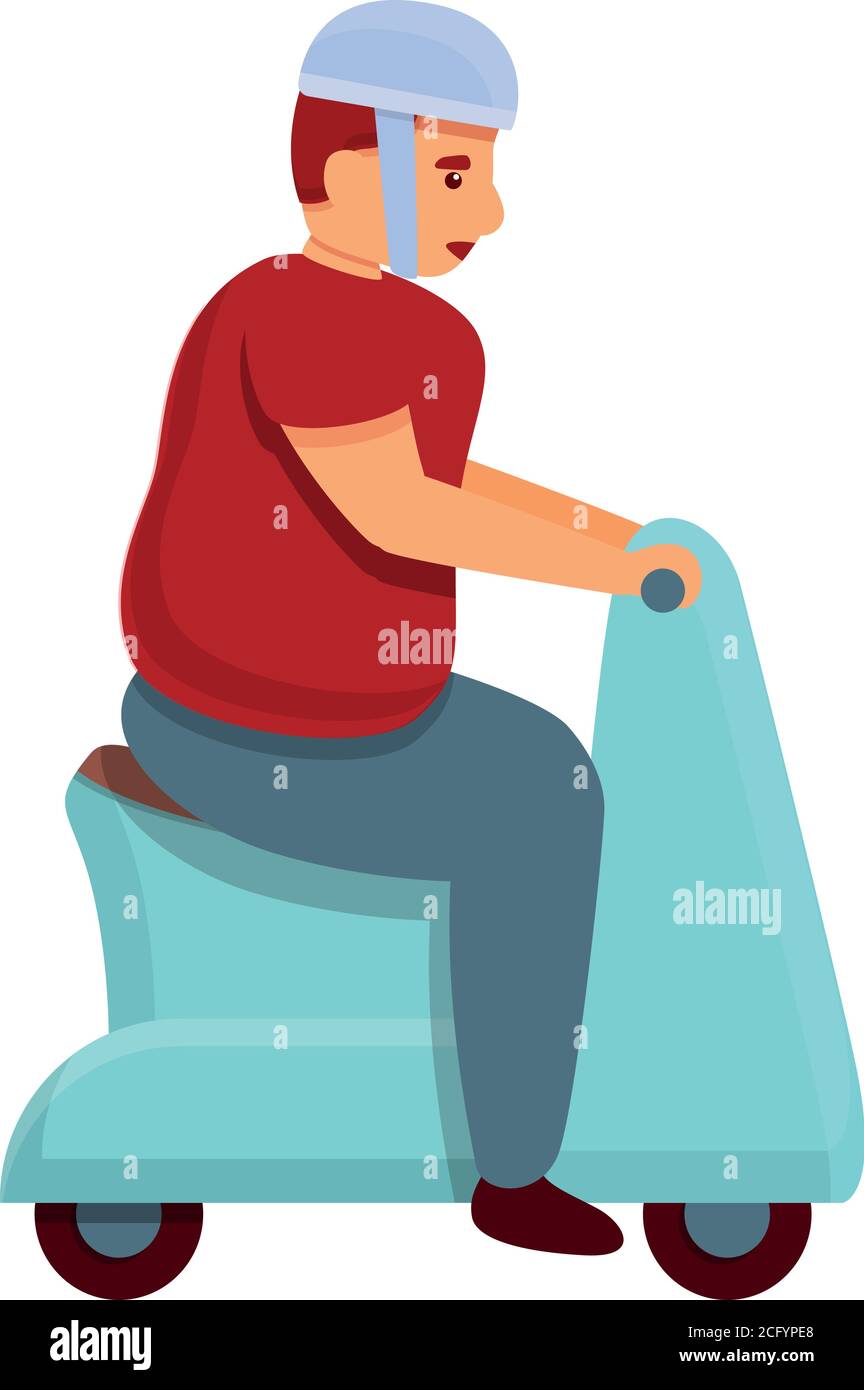 Gluttony man scooter icon. Cartoon of gluttony man scooter vector icon ...