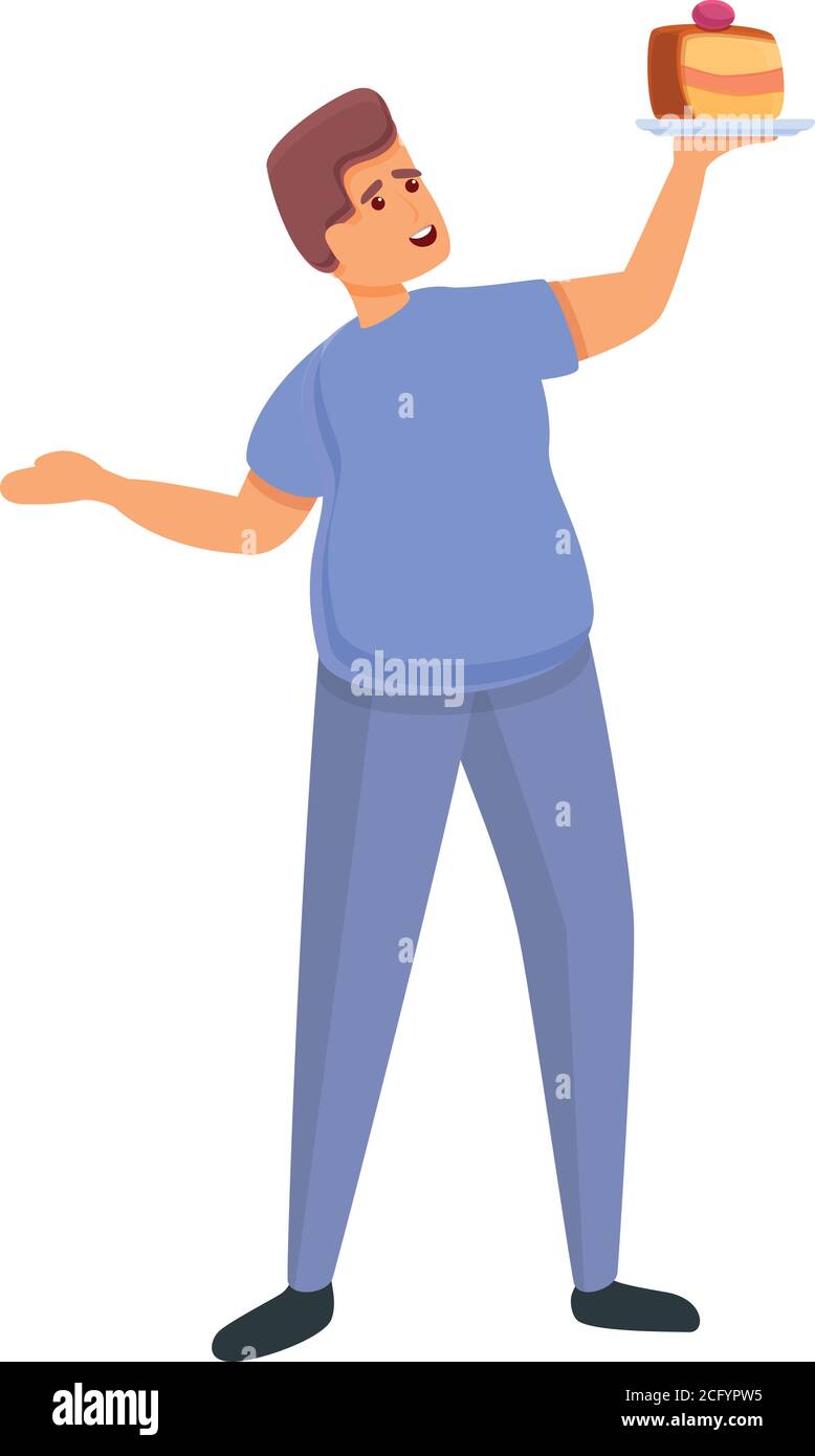 Gluttony sweet cake icon. Cartoon of gluttony sweet cake vector icon ...