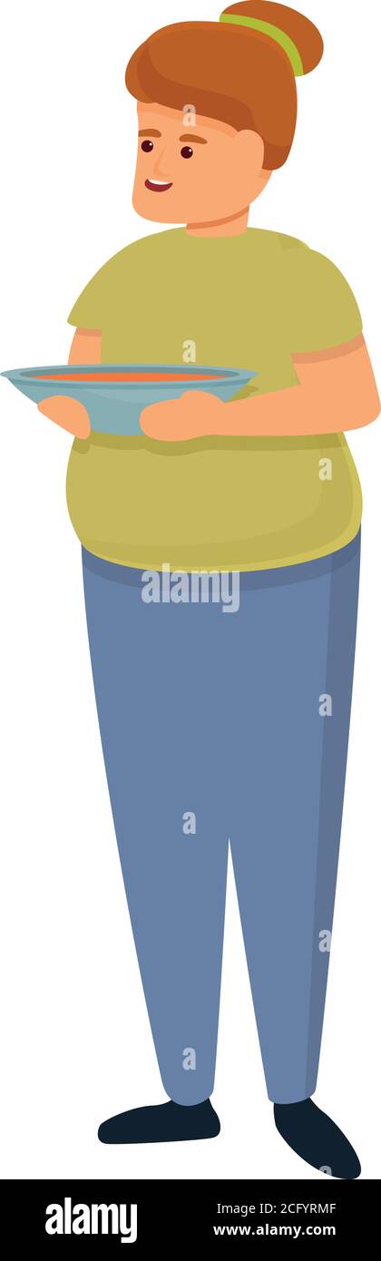 Woman gluttony icon. Cartoon of woman gluttony vector icon for web ...