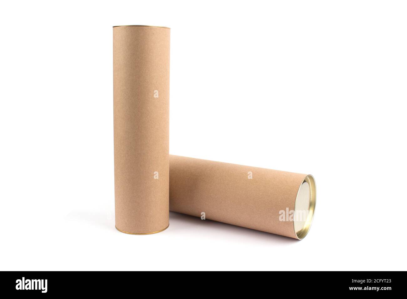 Two biodegradable recyclable paper tube with metal plug end, made of ...