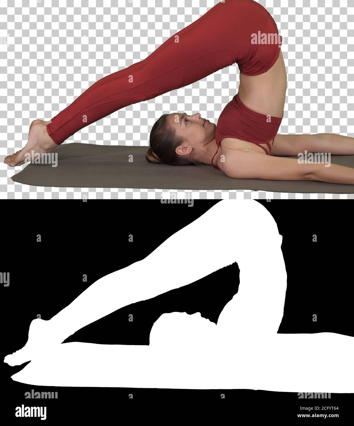 Yoga Supported Shoulderstand Pose - Salamba Sarvangasana, Alpha Channel ...