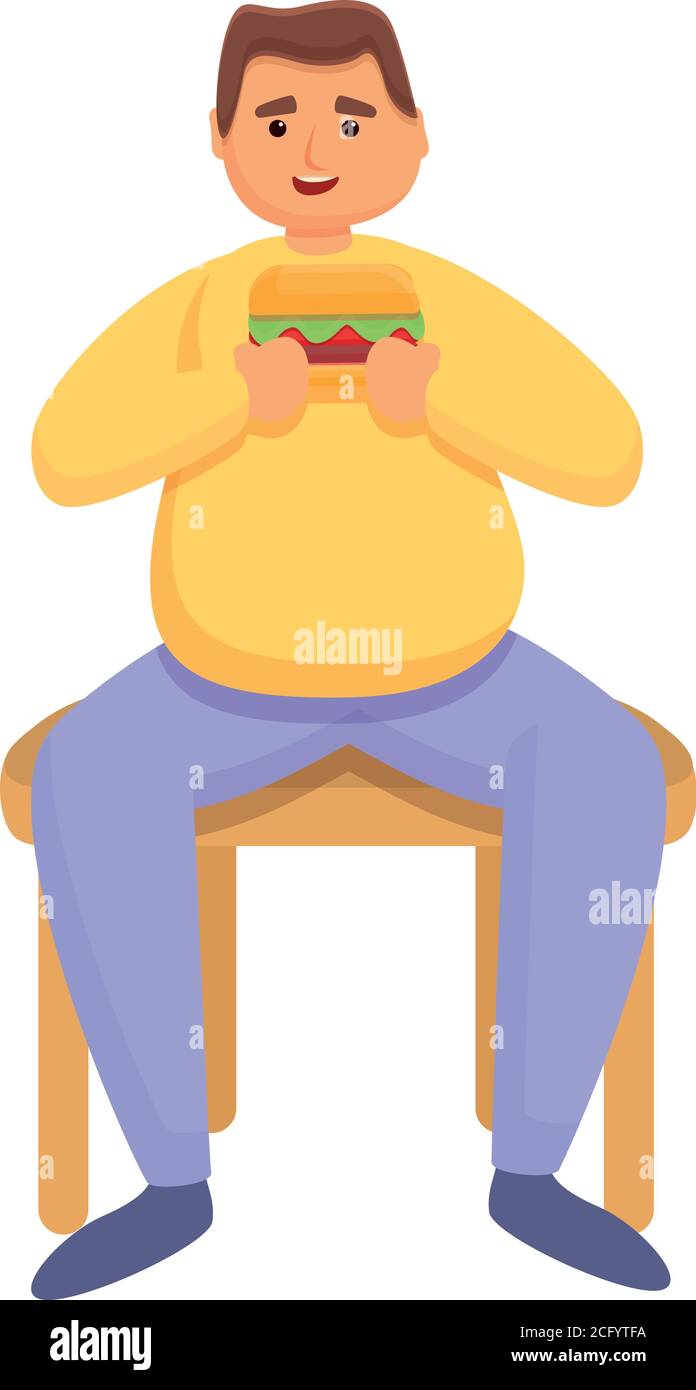Gluttony eating burger icon. Cartoon of gluttony eating burger vector ...
