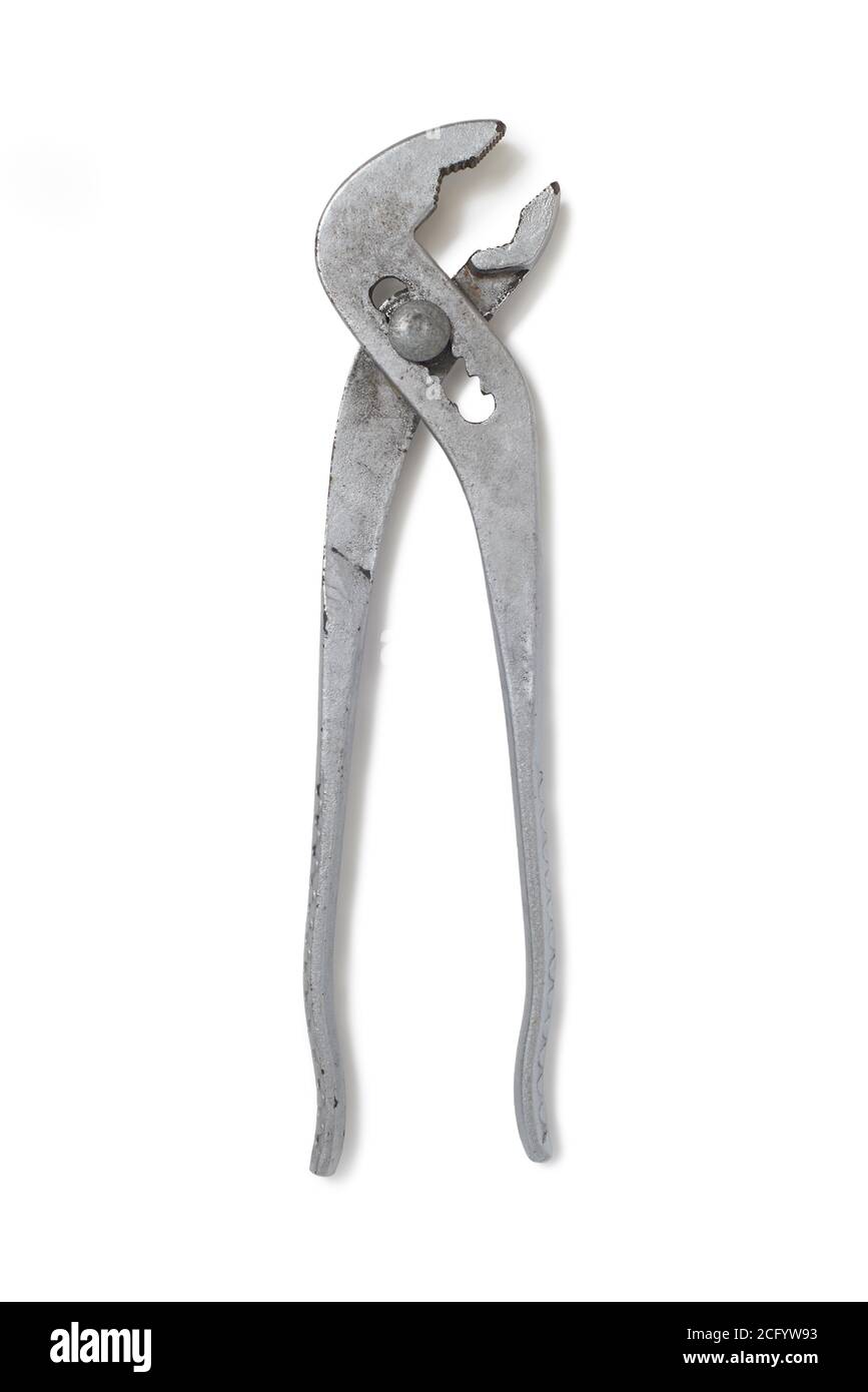 Overhead view of adjustable spanner isolated on white background Stock ...