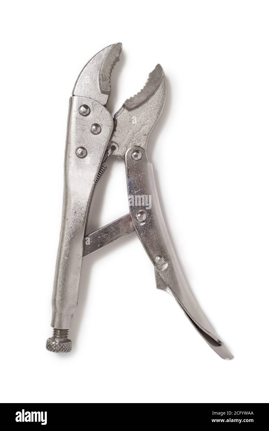 Overhead view of adjustable spanner isolated on white background Stock ...