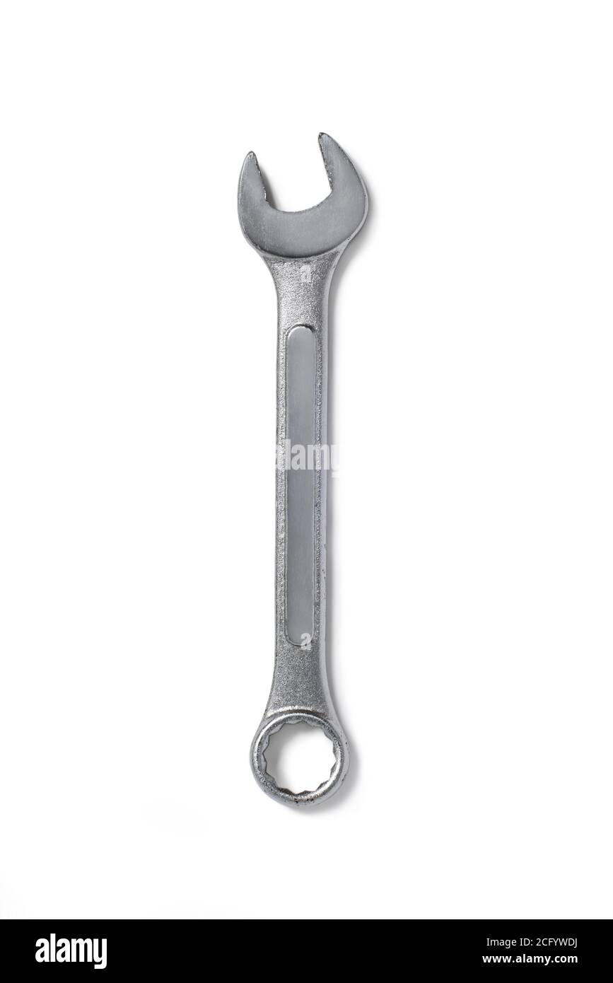 Overhead view of spanner isolated on white background Stock Photo - Alamy