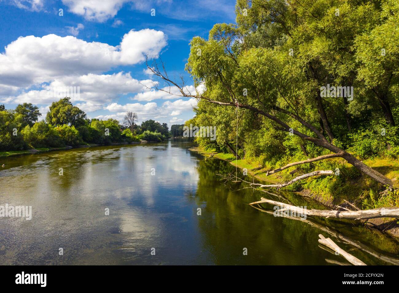 Beautiful river landscape aerial view Stock Photo - Alamy