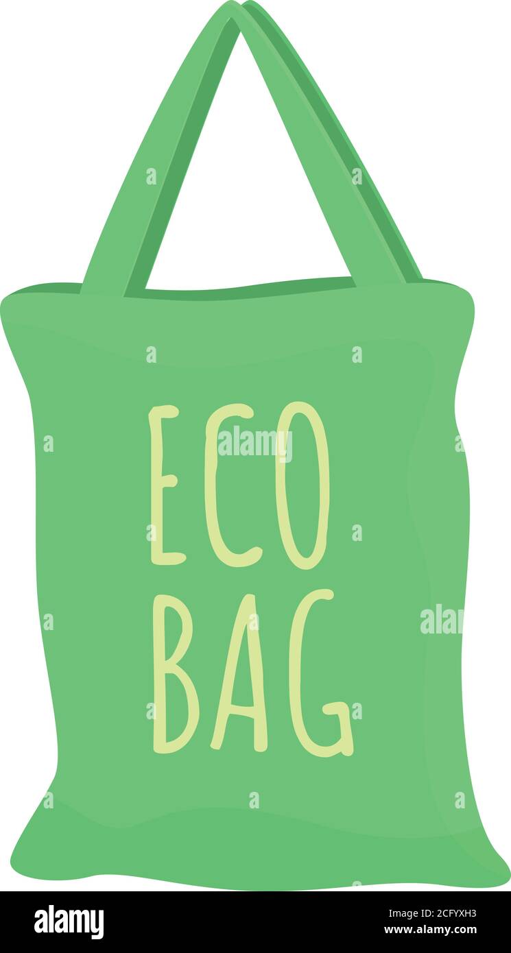 Green eco bag icon. Cartoon of green eco bag vector icon for web design ...