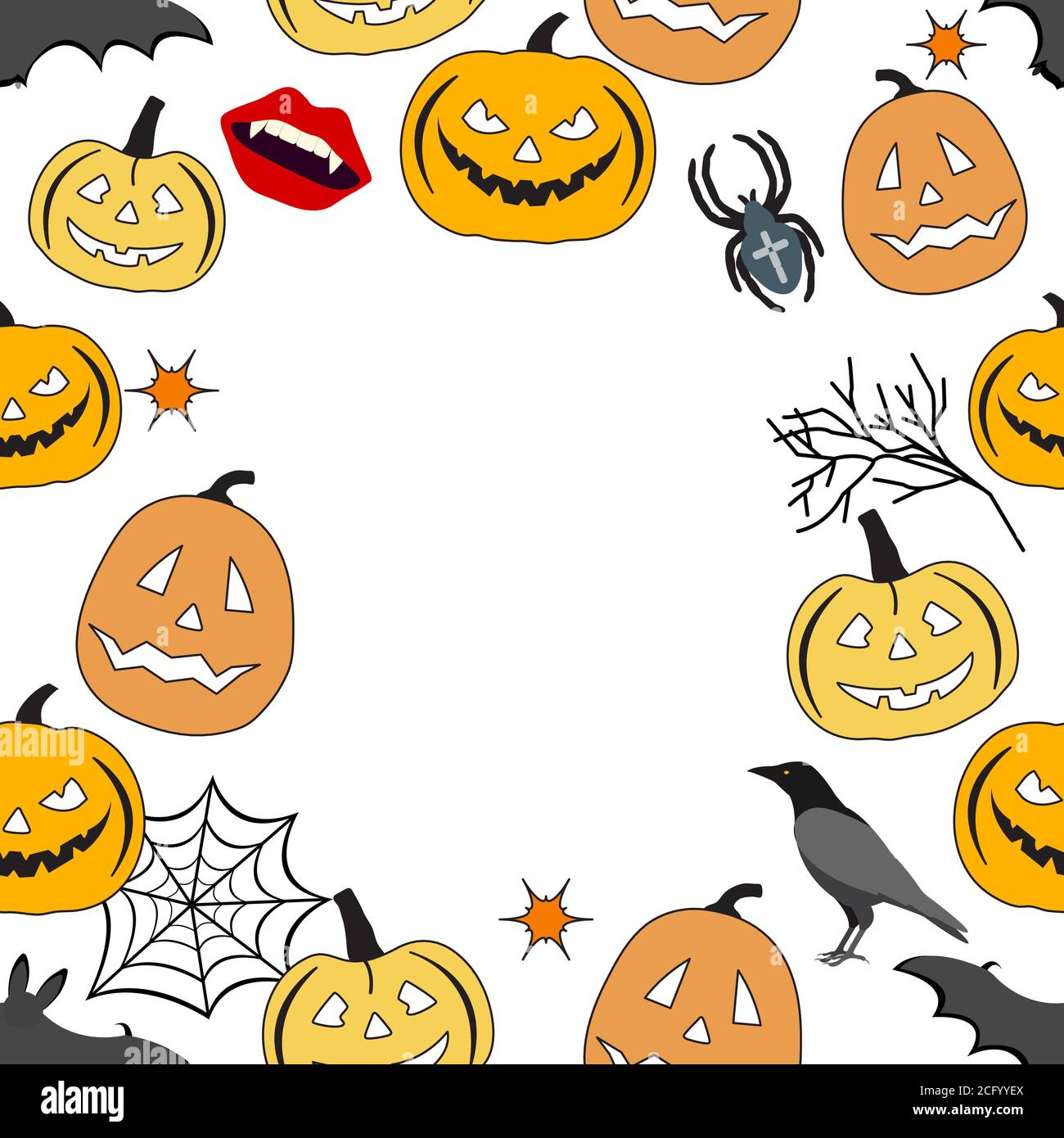 Happy Halloween Holiday Party seamless pattern Vector illustration Jack ...