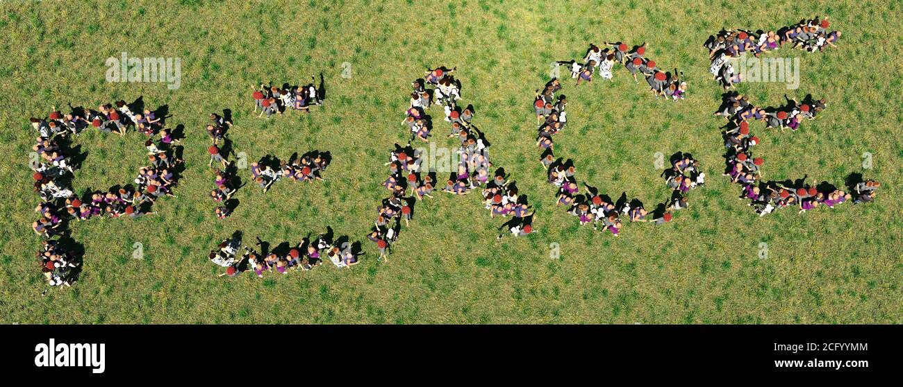 3d illustration of crowd forming a word,peace Stock Photo - Alamy