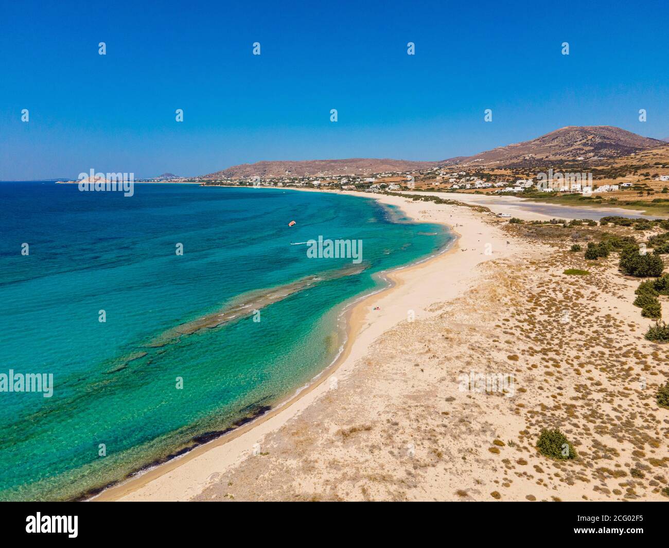 Greece, Cyclades, Naxos island, Alyko, Glifada beach (aerial view Stock ...