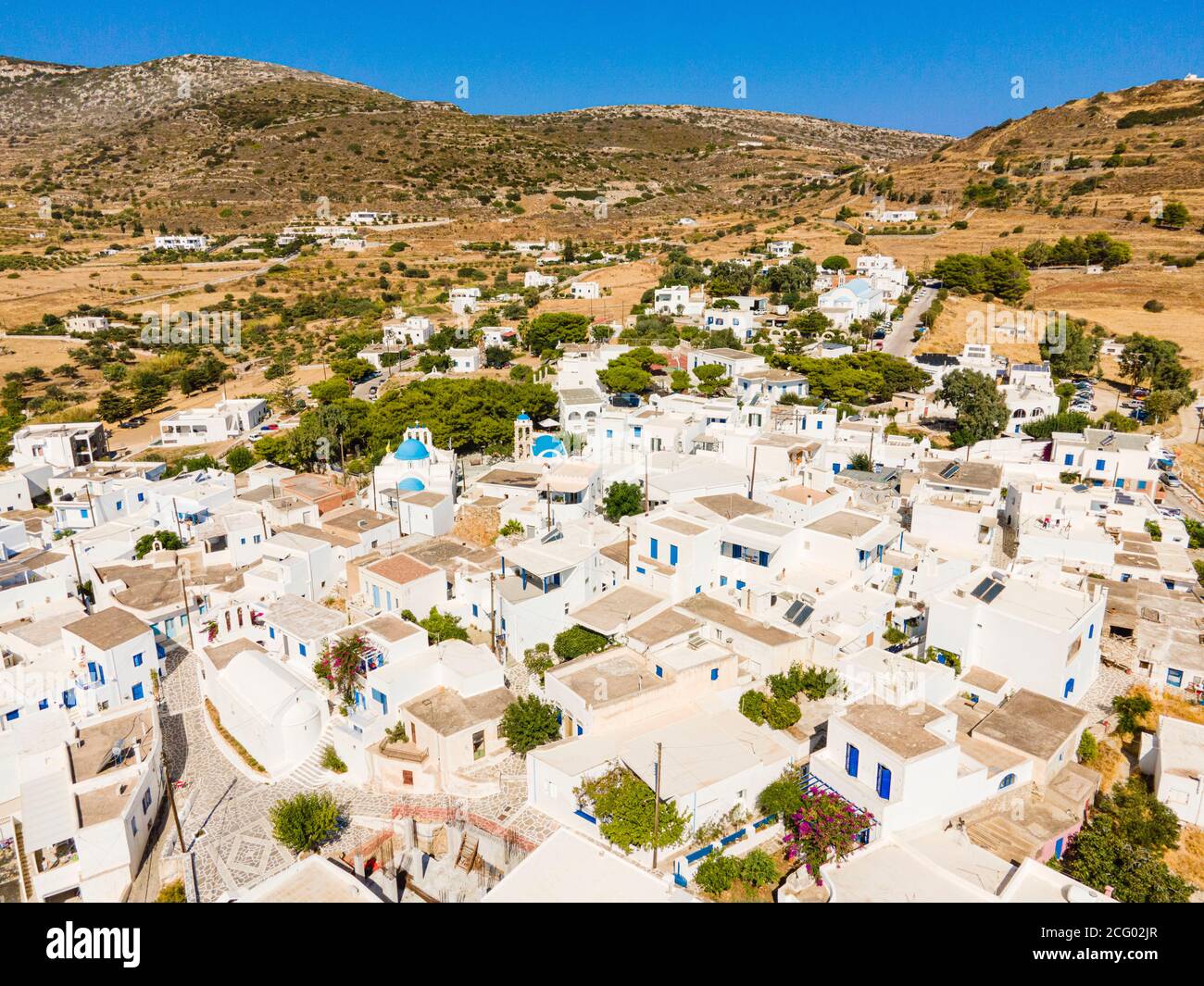 Greece, Cyclades, Paros island, village of Kostos (aerial view Stock ...