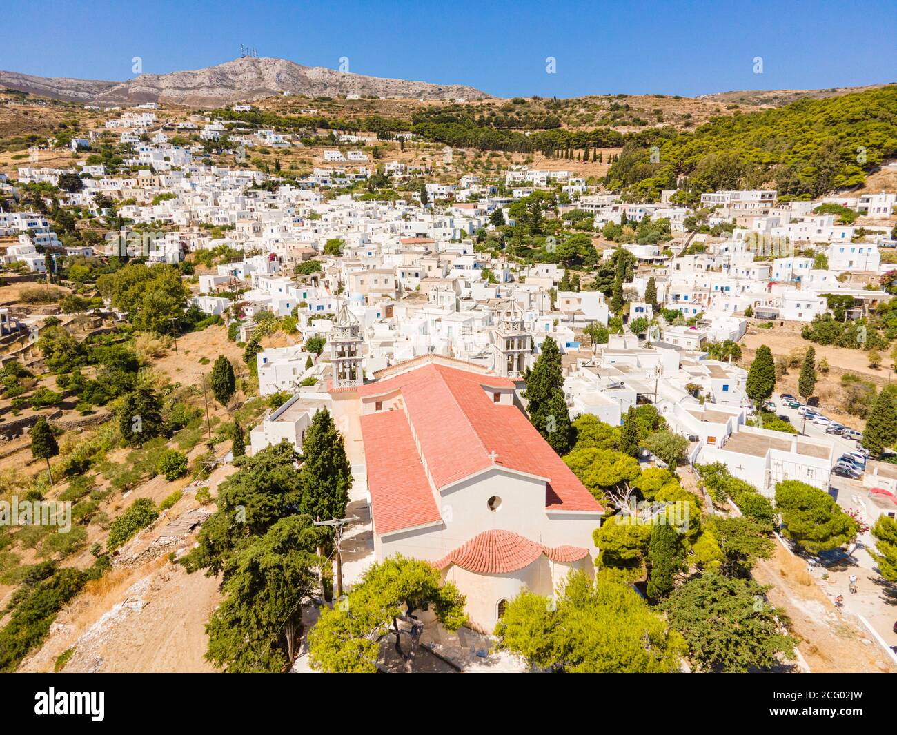 Greece, Cyclades, Paros island, village of Kostos (aerial view Stock ...