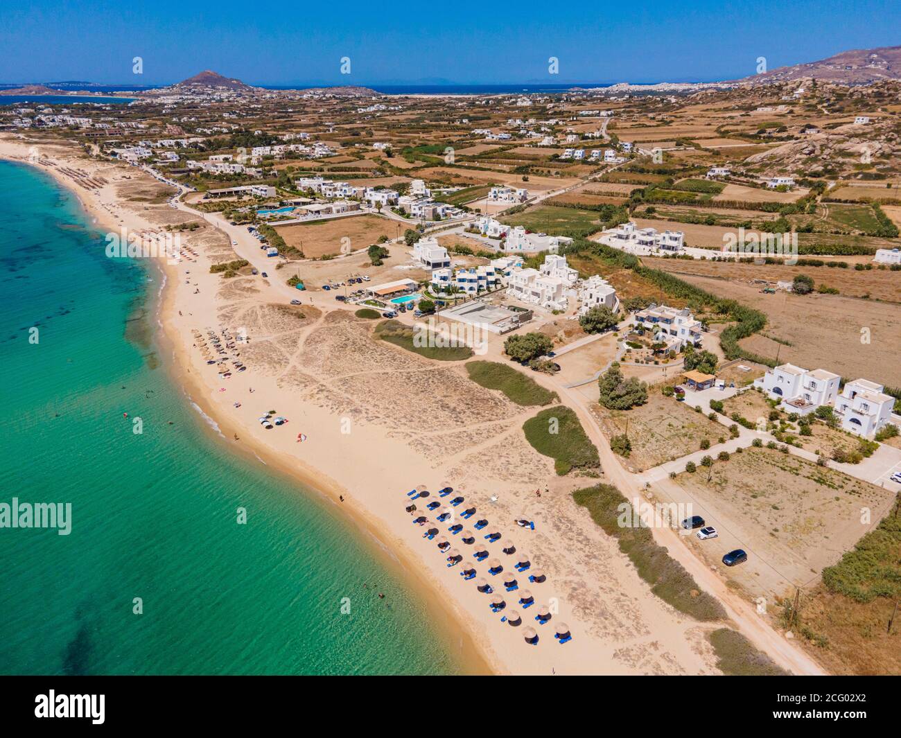 Greece, Cyclades, Naxos island, Plaka beach (aerial view Stock Photo ...