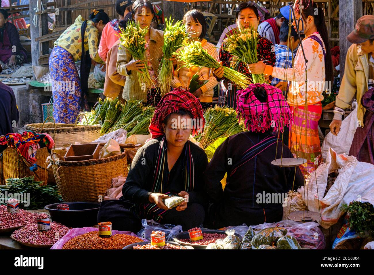 Myanmar (Burma), Shan state, Inle Lake, lakeside village of Nam Pan ...