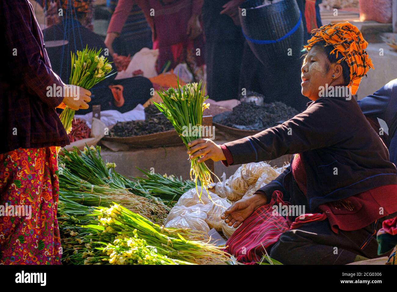 Myanmar (Burma), Shan state, Inle Lake, lakeside village of Nam Pan ...