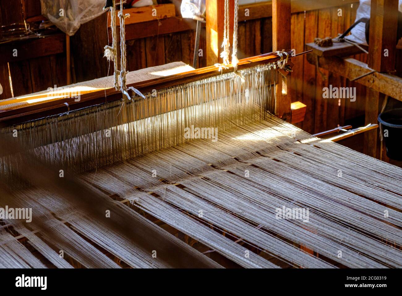 Myanmar (Burma), Shan state, Inle Lake, In Phaw Khone, lotus fiber ...