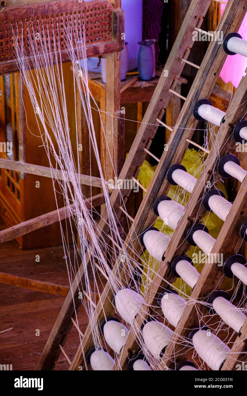 Myanmar (Burma), Shan state, Inle Lake, In Phaw Khone, lotus fiber ...