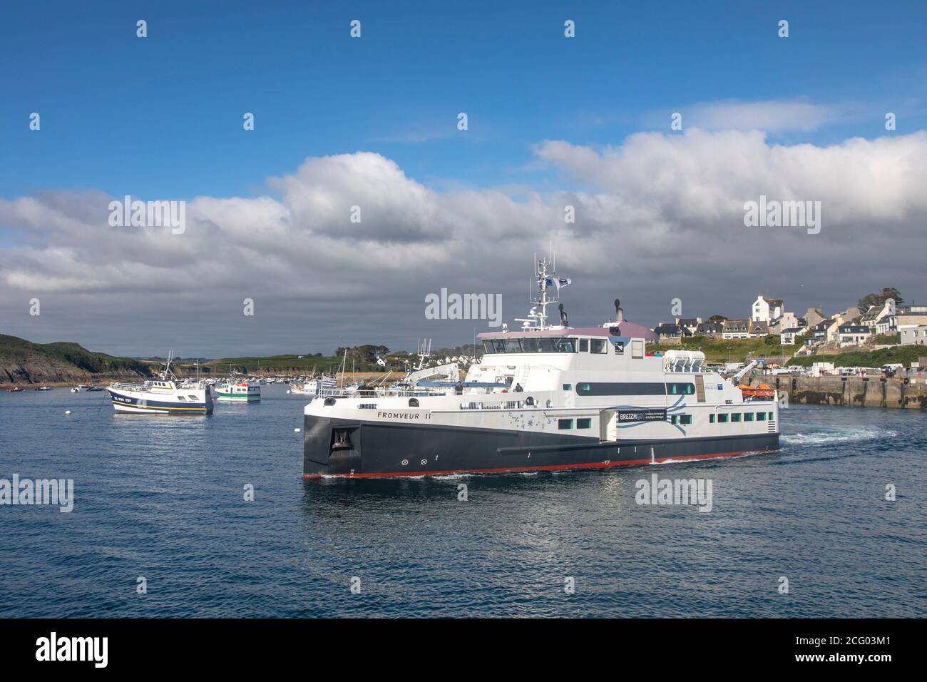 France, Finistere, Le Conquet, Fromveur II boat making the connection to the islands of Ouessant ...