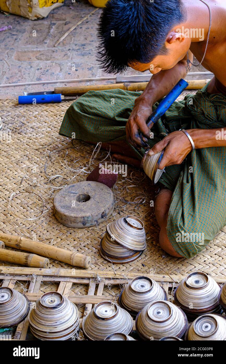 Myanmar (Burma), Bagan, preparing bamboo supports Stock Photo - Alamy