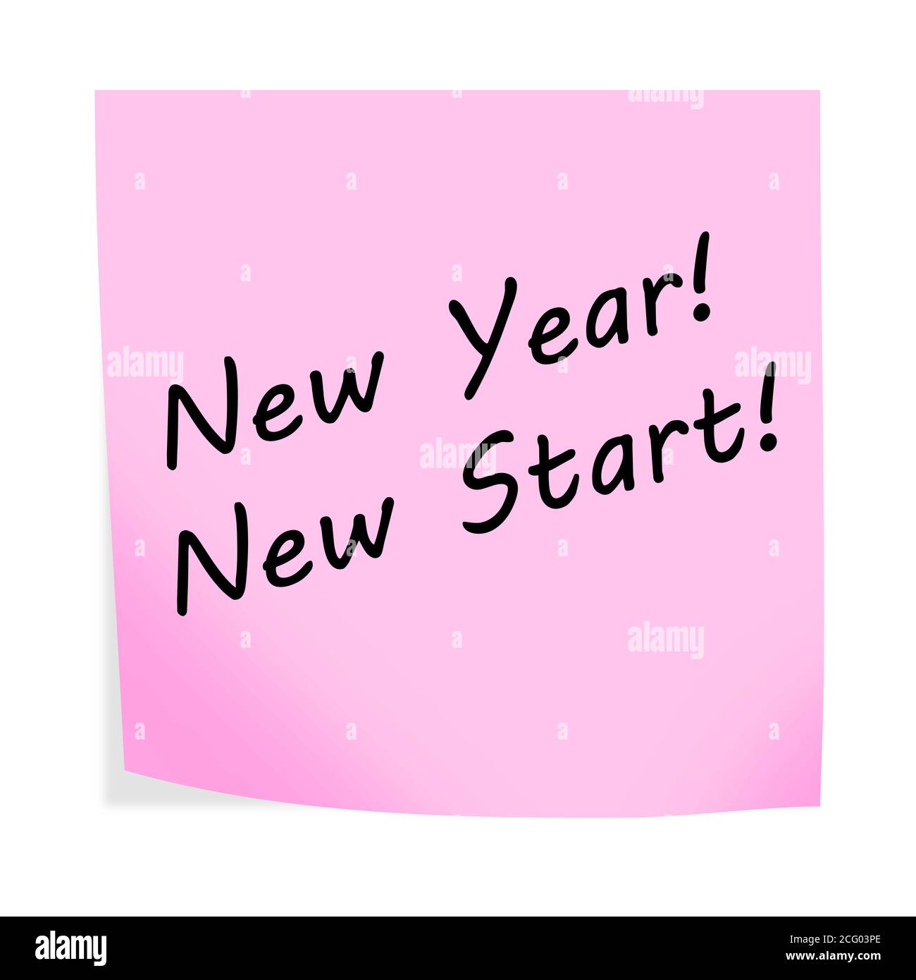 New year, new start. Post note reminder 3d illustration on white with ...