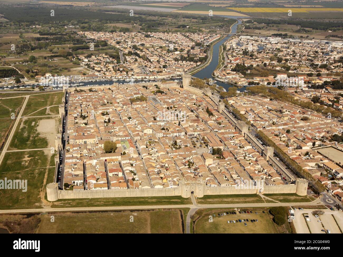 France, Gard, Aigues-Mortes, medieval city, ramparts and fortifications ...