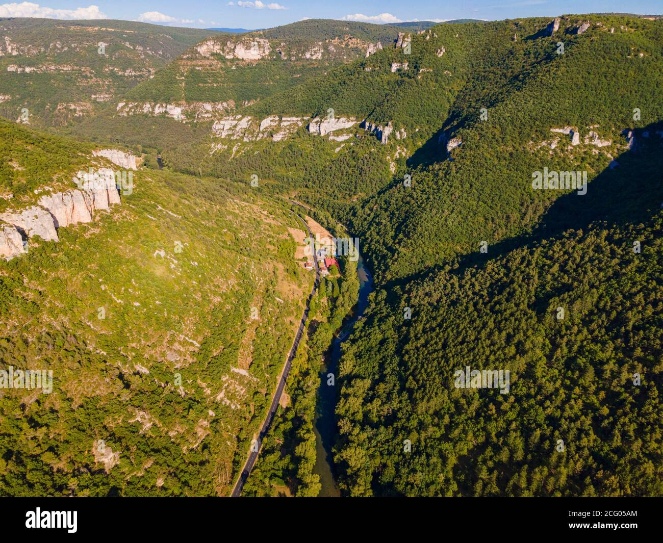 France, Aveyron, Gorges de la Dourbie, Le Monna around Millau (aerial ...