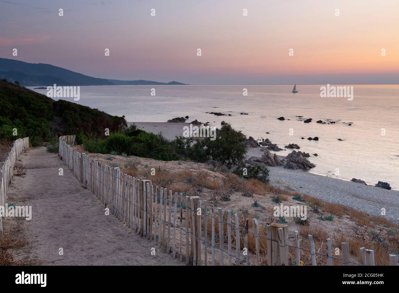 France, Corse du, Capu Laurosu Beach in Propriano and the Gulf of ...