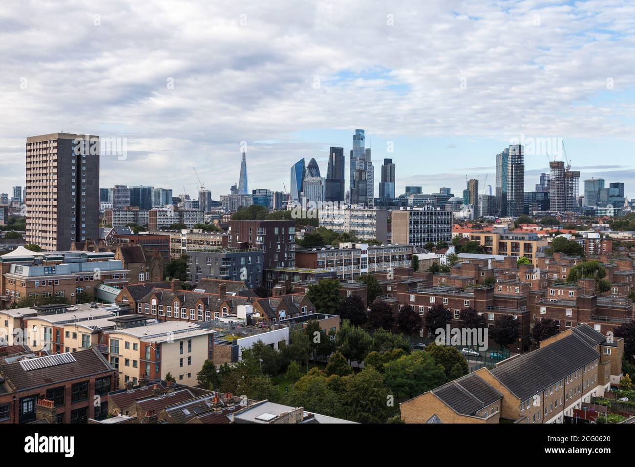 London skyline,England,UK viewed from Tower Hamlets, including the ...