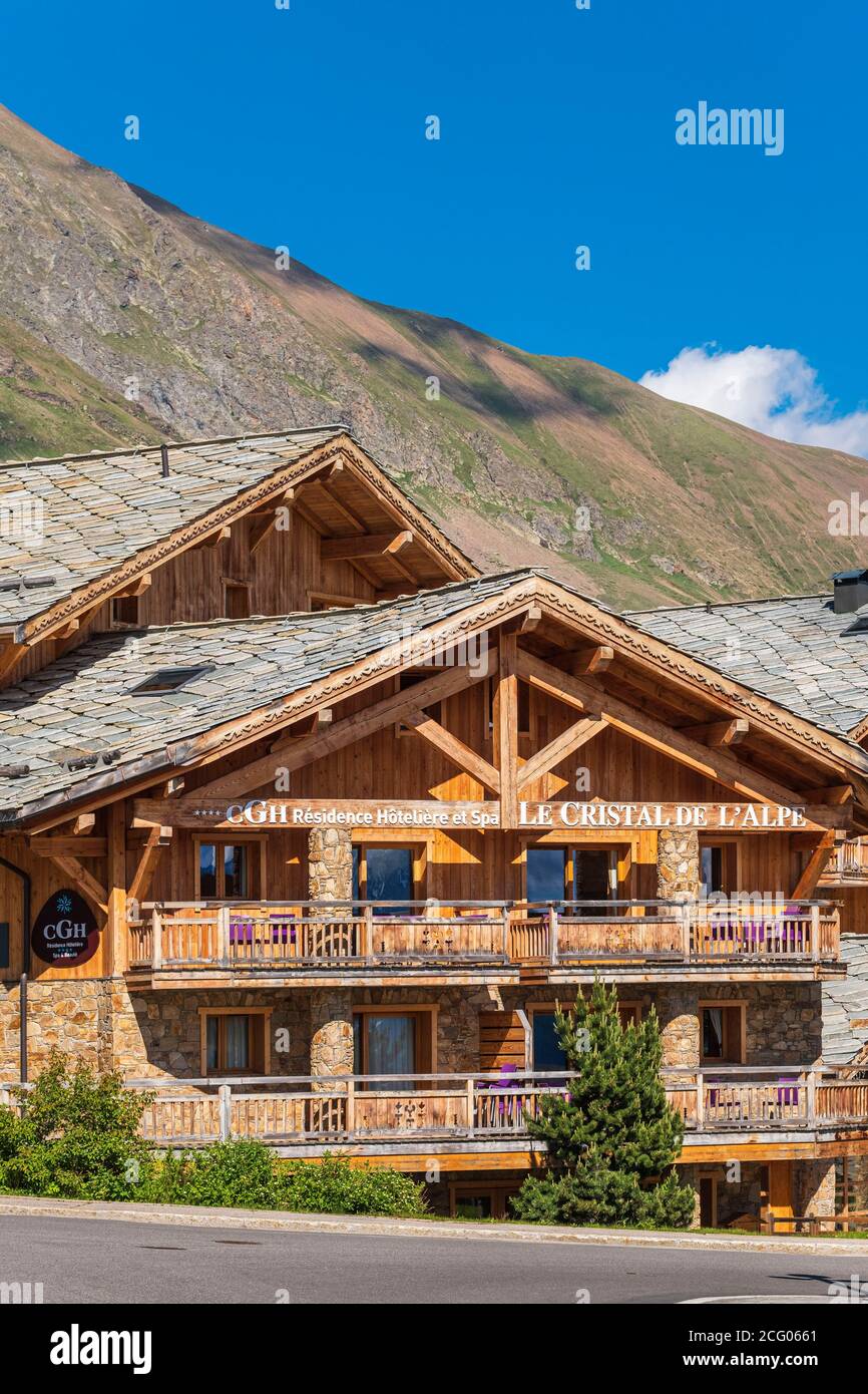 France, Isere, Grandes Rousses massif, L'Alpe d'Huez skiresort Stock ...