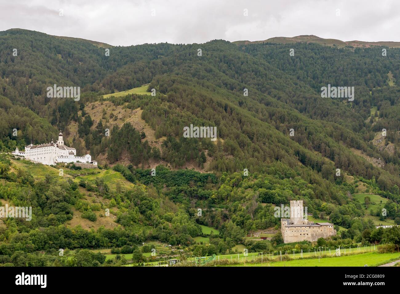 The medieval Prince's Castle and the abbey of Monte Maria in Burgusio ...