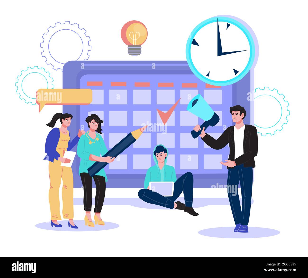 Time management business people making schedule Stock Vector Image ...