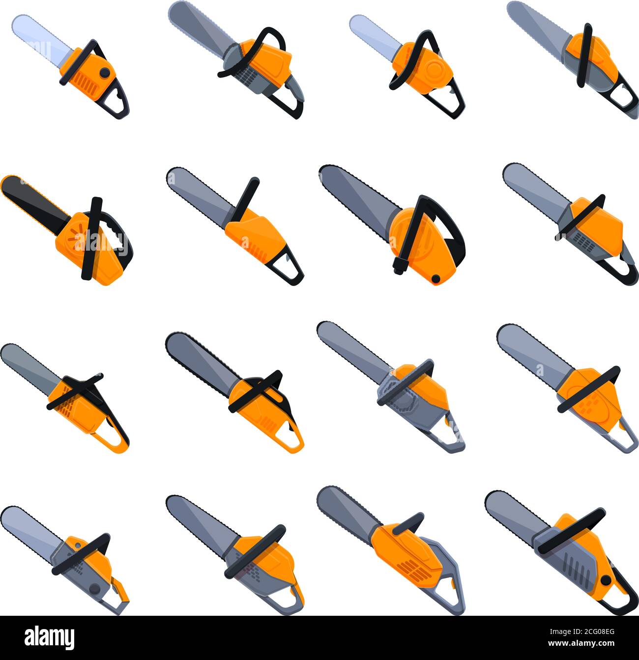 Electric saw icons set. Cartoon set of electric saw vector icons for ...