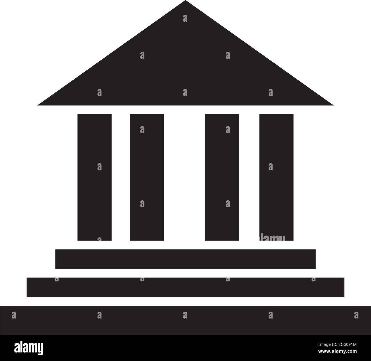 Justice building icon over white background, silhouette style, vector ...