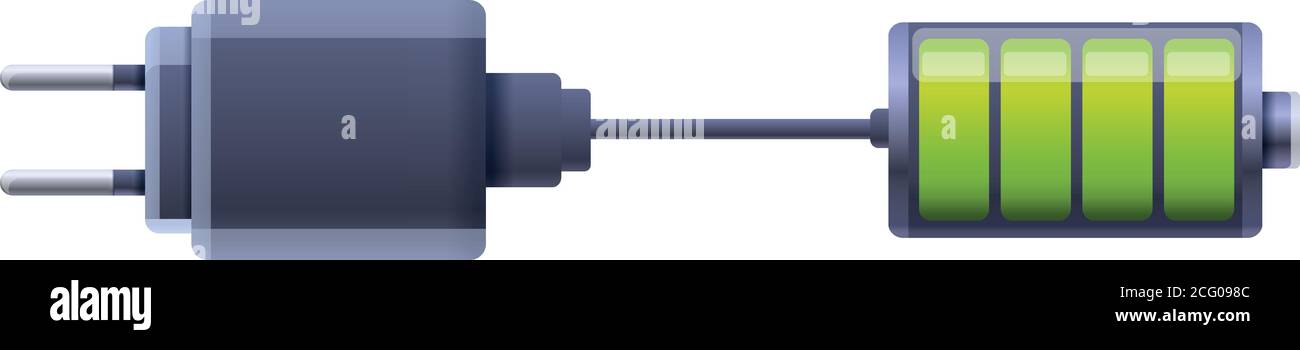 Full battery charger icon. Cartoon of full battery charger vector icon ...