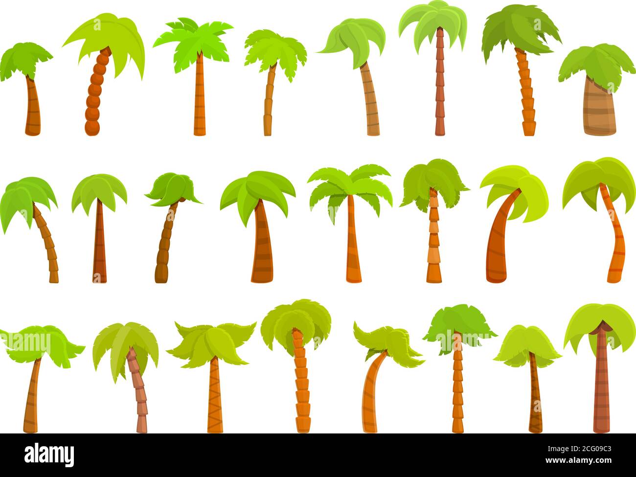 Palm icons set. Cartoon set of palm vector icons for web design Stock ...