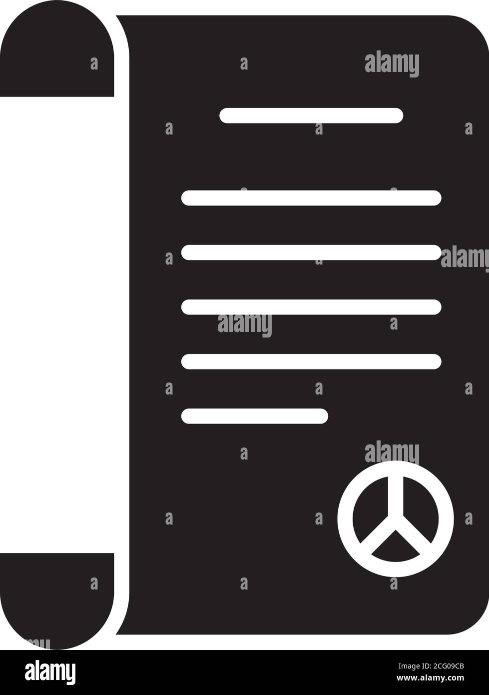 peace treaty document icon over white background, silhouette style ...