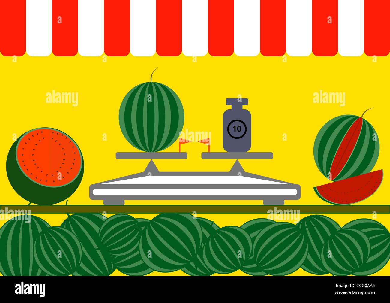 Watermelon on scales Stock Vector Images - Alamy