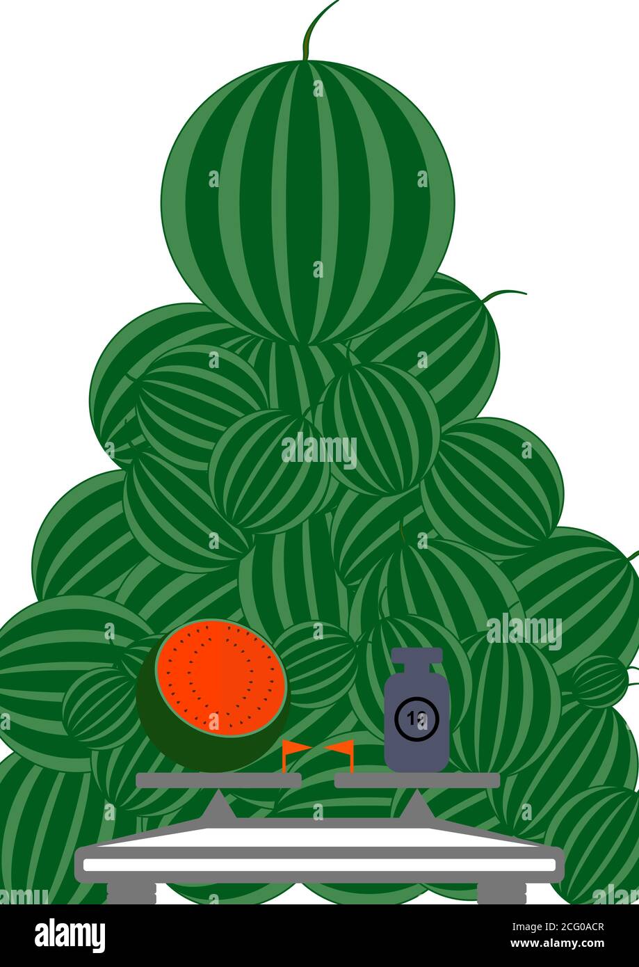 Green watermelon on the scales in the store Stock Vector Image & Art ...